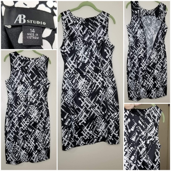 AB Studio | Dresses | Ab Studio Black White Abstract Career Dress 4 ...